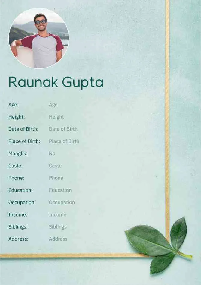 Leaf - Green Natural Theme - English Marriage Biodata Template ...